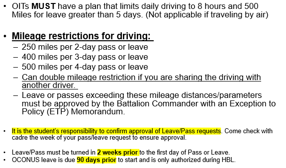 Leave/Pass Policy - BOLC Class 25-012 Documentation